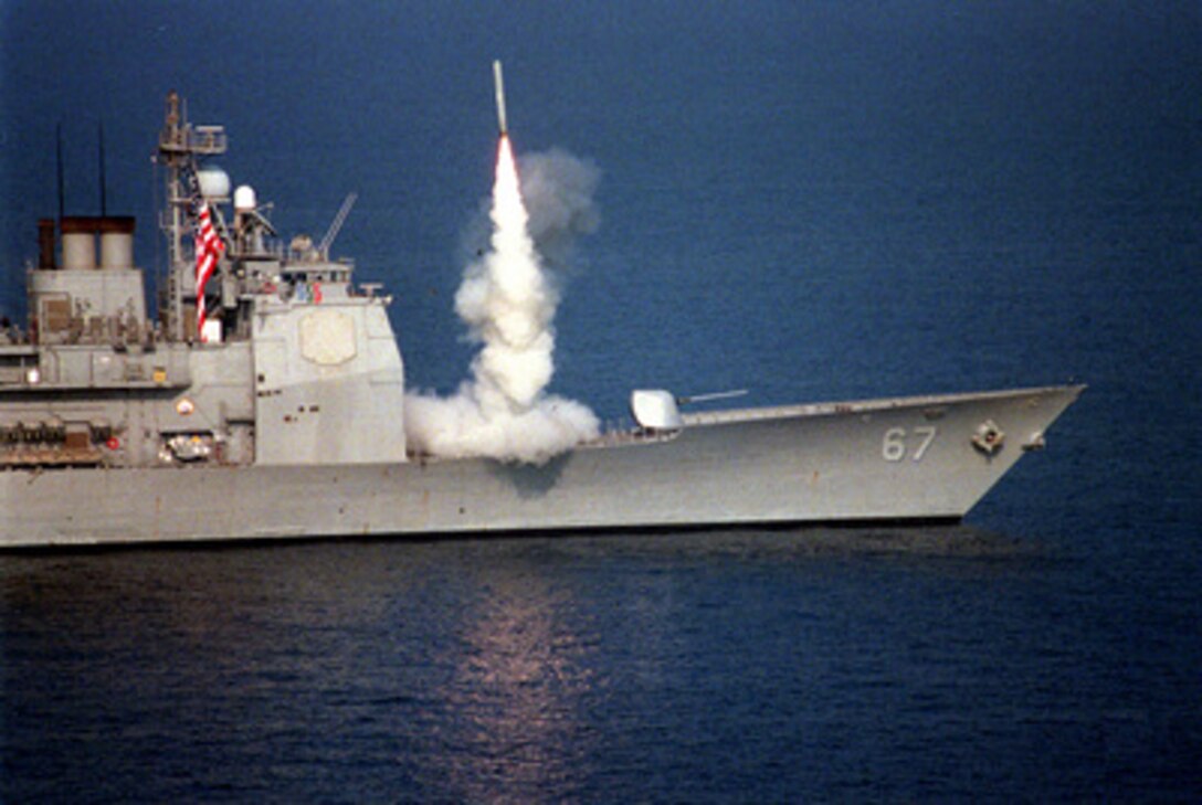 USS Shiloh CG 67 Launches A Tomahawk Cruise Missile Against Iraq USS Shiloh CG 67 Launches A Tomahawk Cruise Missile Against Iraq