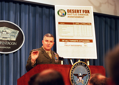Gen. Zinni briefs reporters at the Pentagon on Operation Desert Fox ...