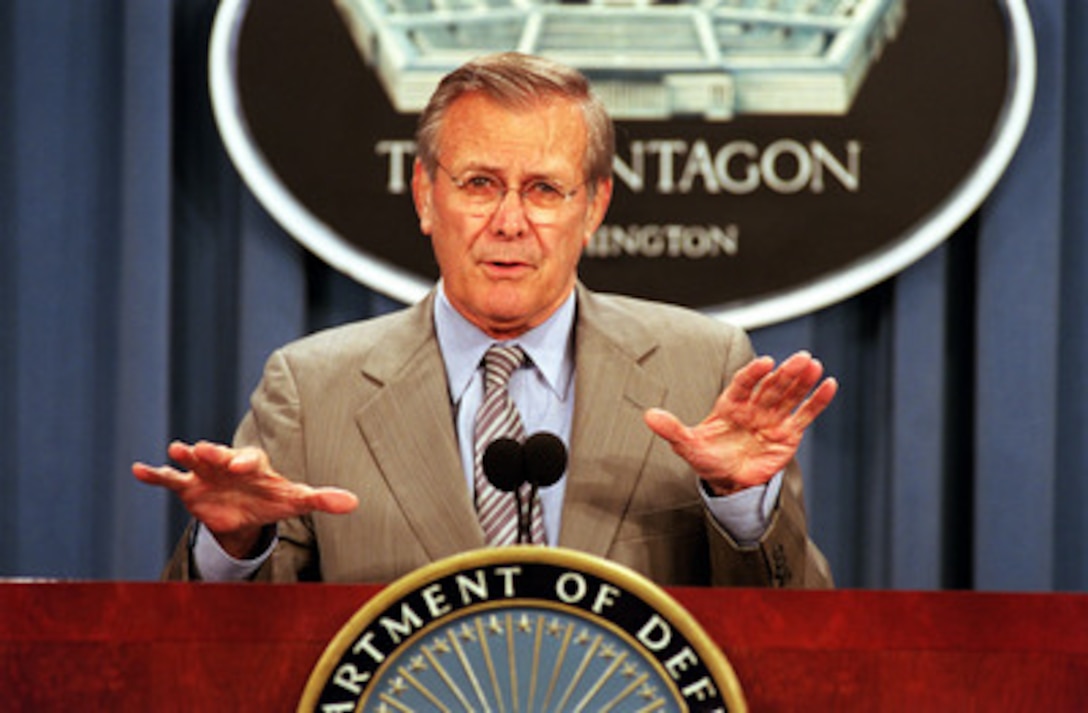 Secretary Rumsfeld responds to a reporter's question regarding the QDR ...