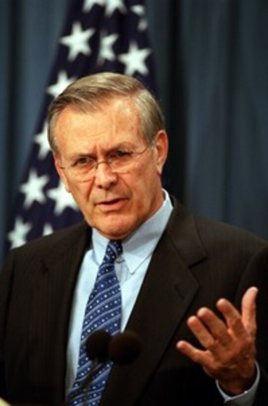 Secretary Rumsfeld responds to a reporter's question on Operation ...