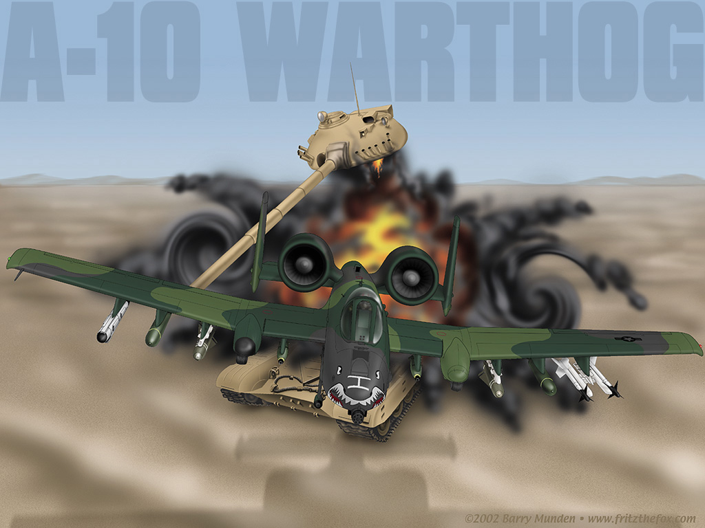 A-10 Thunderbolt II Warthog attacking tank in desert -- 1024 x 768 ...