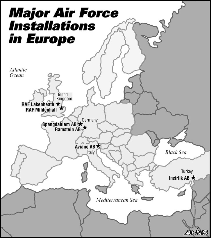 Major Air Force Installations in Europe