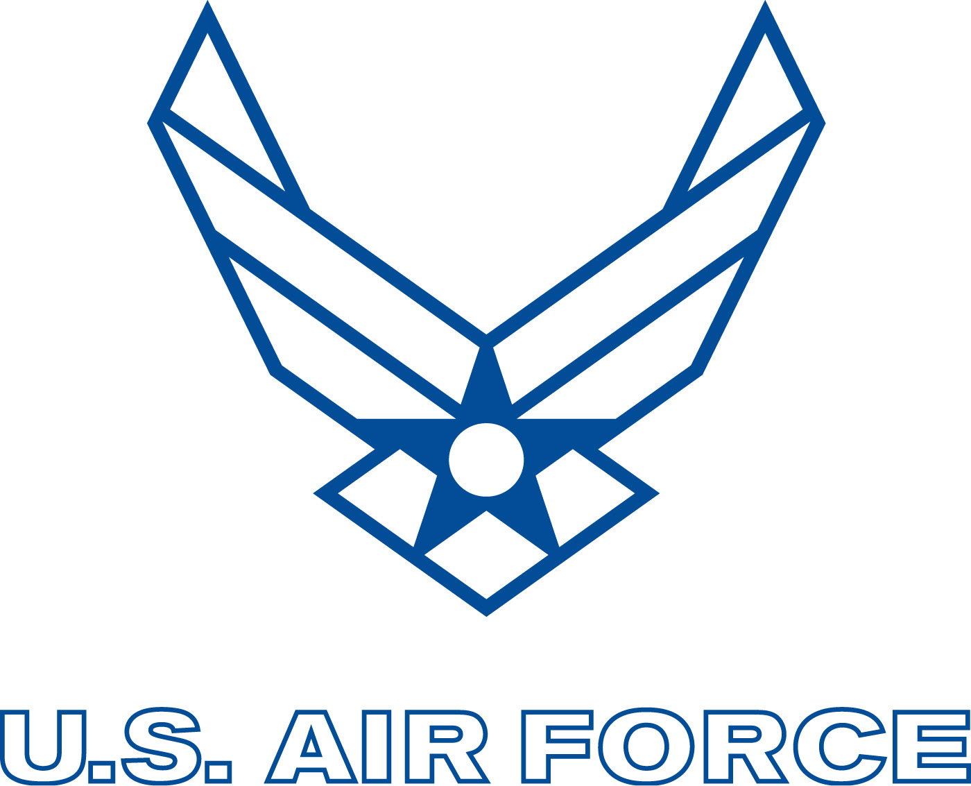 Air Force symbol with logotype, white with blue outline