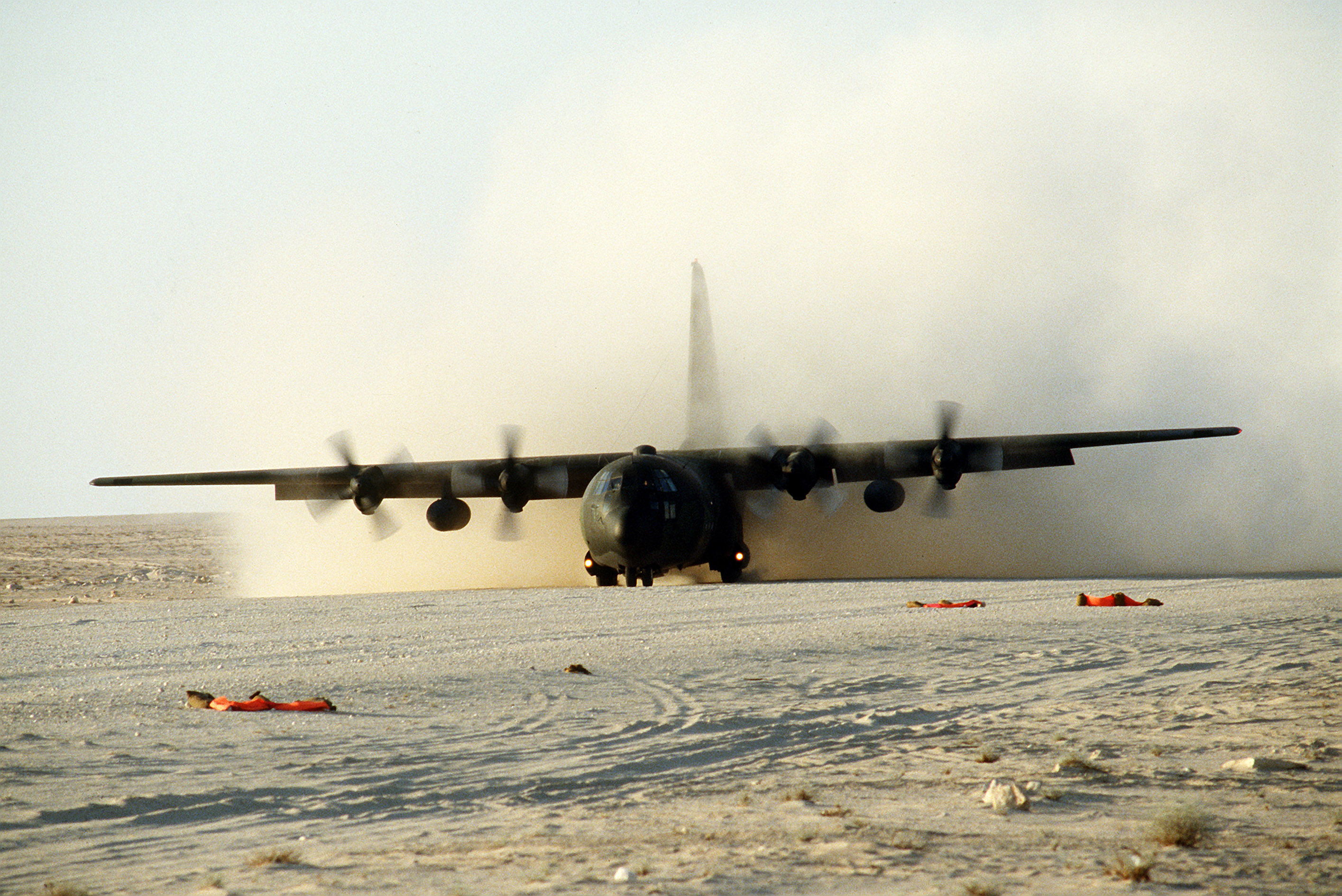 C-130E Hercules does an assault landing