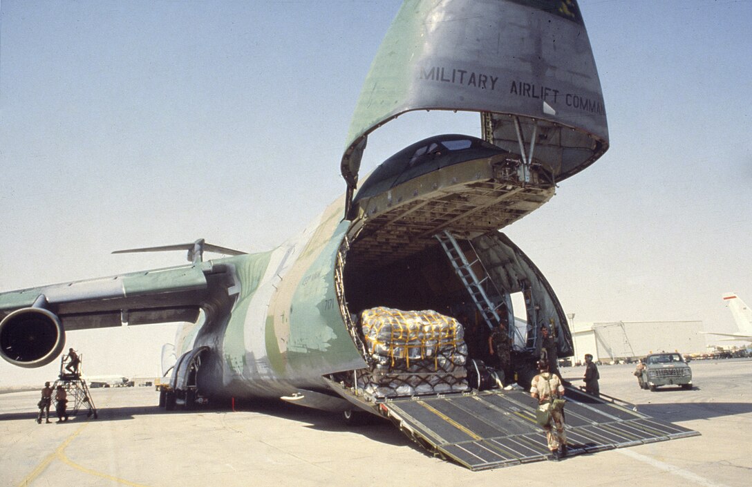 A C-5 being loaded
