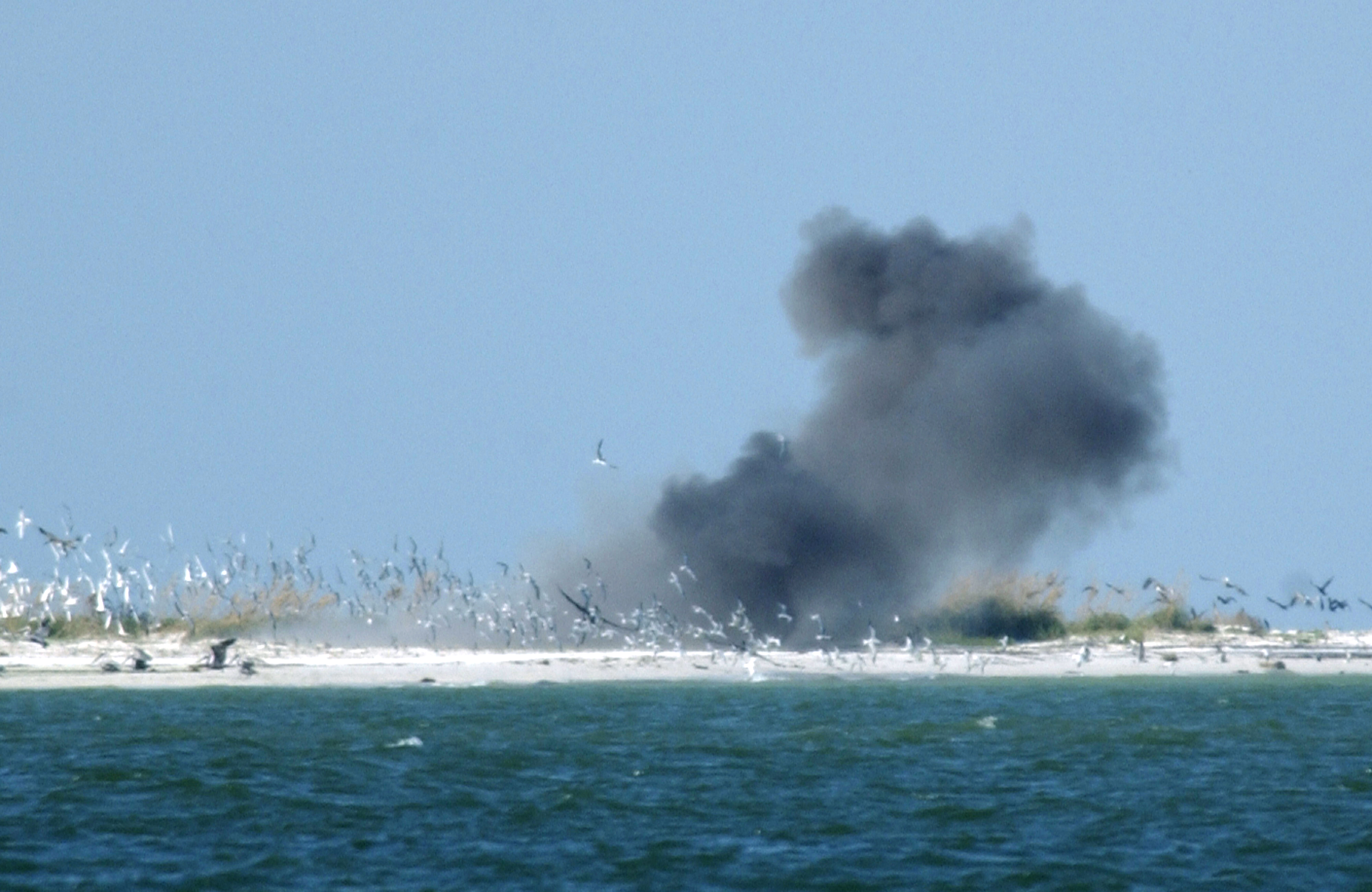 bombs exploding in water