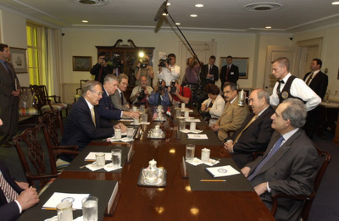 Secretary Rumsfeld conducts a meeting with Iraqi Prime Minister Ayad ...