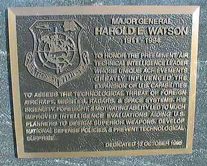 Maj. Gen. Harold E. Watson plaque