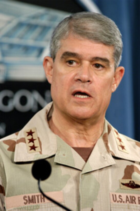 Lt. Gen. Lance Smith briefs reporters on the latest developments.