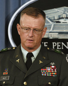 Army Surgeon General Lt. Gen. Kevin Kiley responds to a reporter's ...