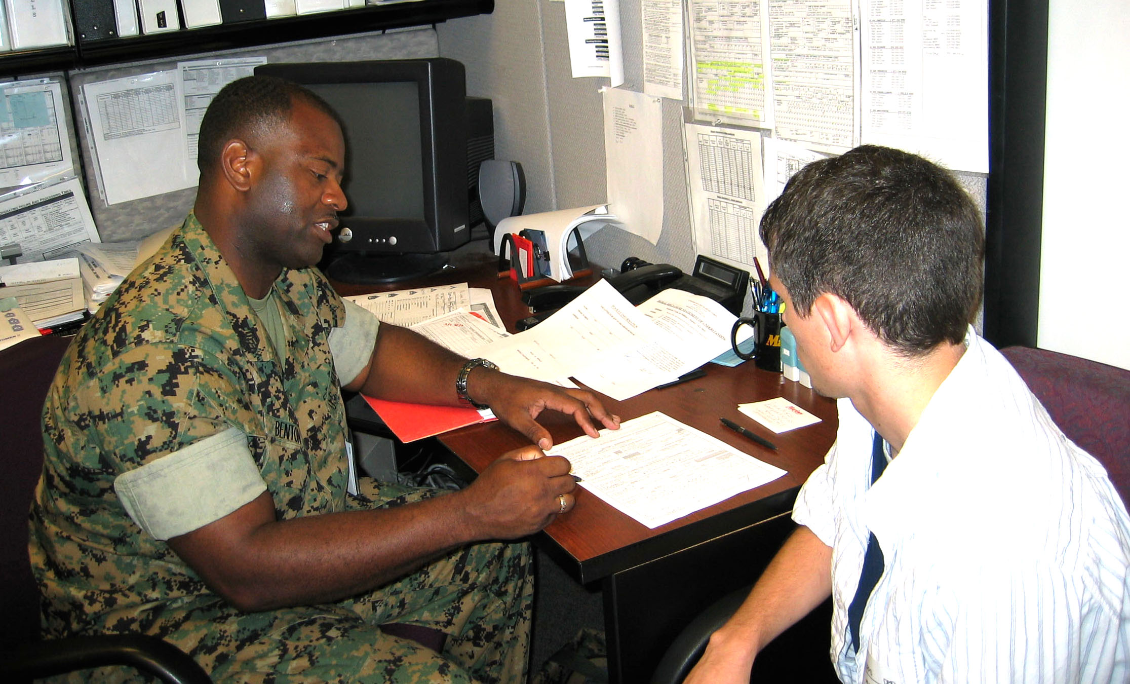 Marine Gunnery Sgt. Derrick Benton, a Marine liaison at the Baltimore ...
