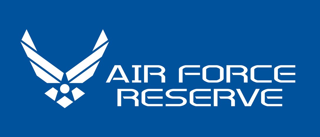 Air Force Reserve Logo, Stacked White on Blue