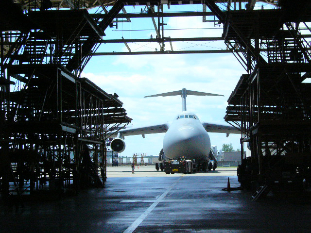 Westover C-5 enters ISO dock for maintenance