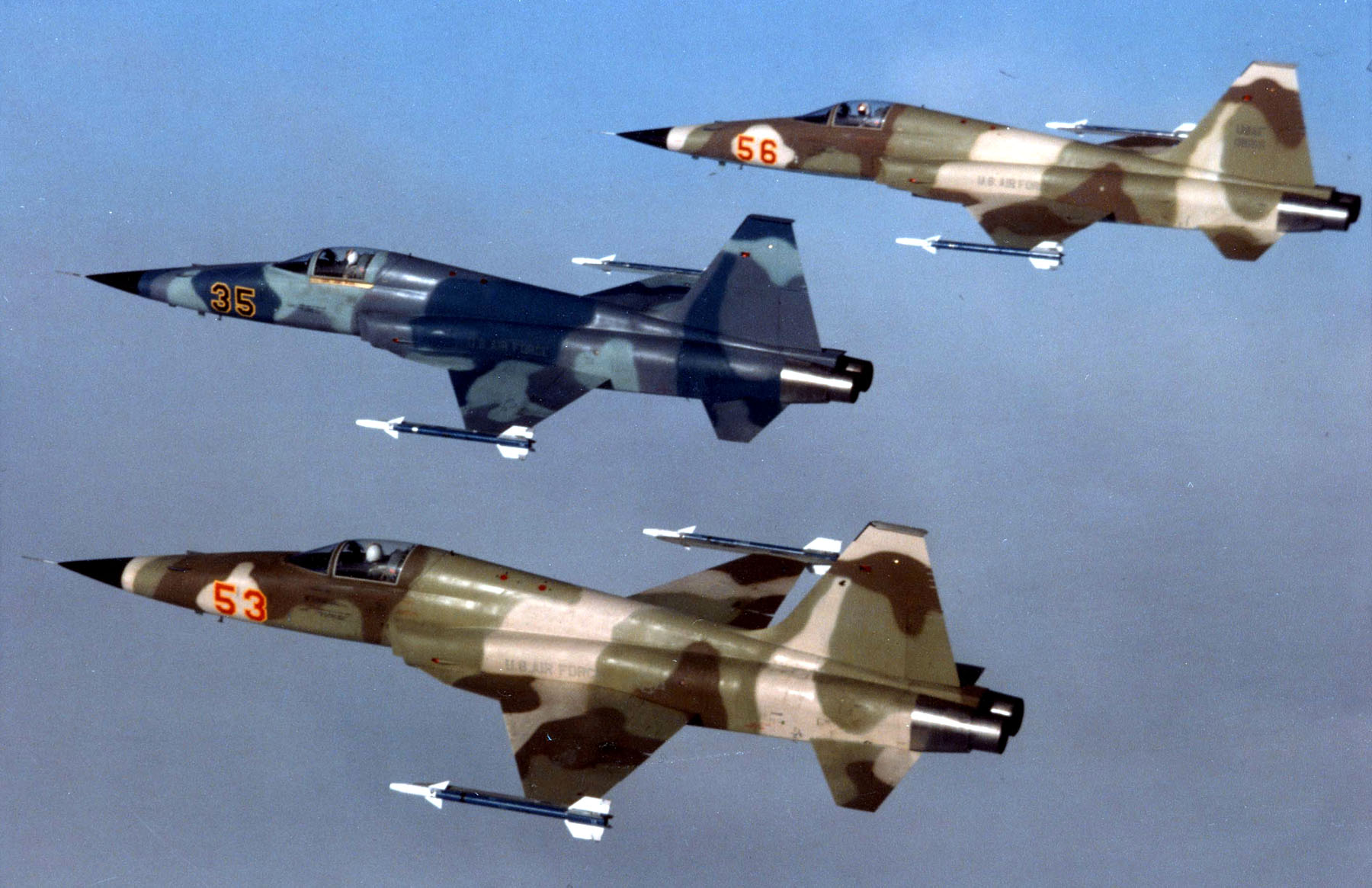 Formation of three aggressor F-5E aircraft of the 527th TFTS, RAF ...