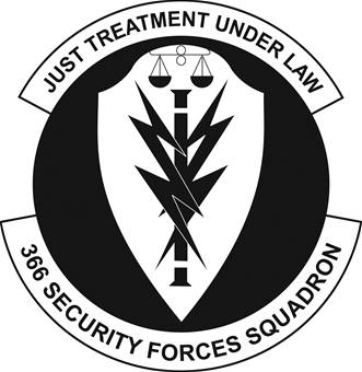 366th Security Forces Squadron Logo, Black & White Version
