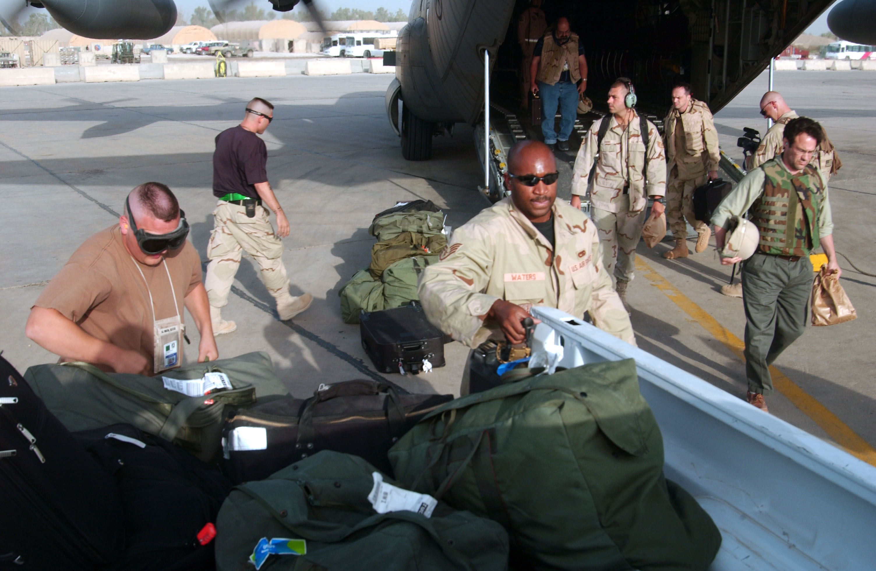 On the flightline at Sather Air Base