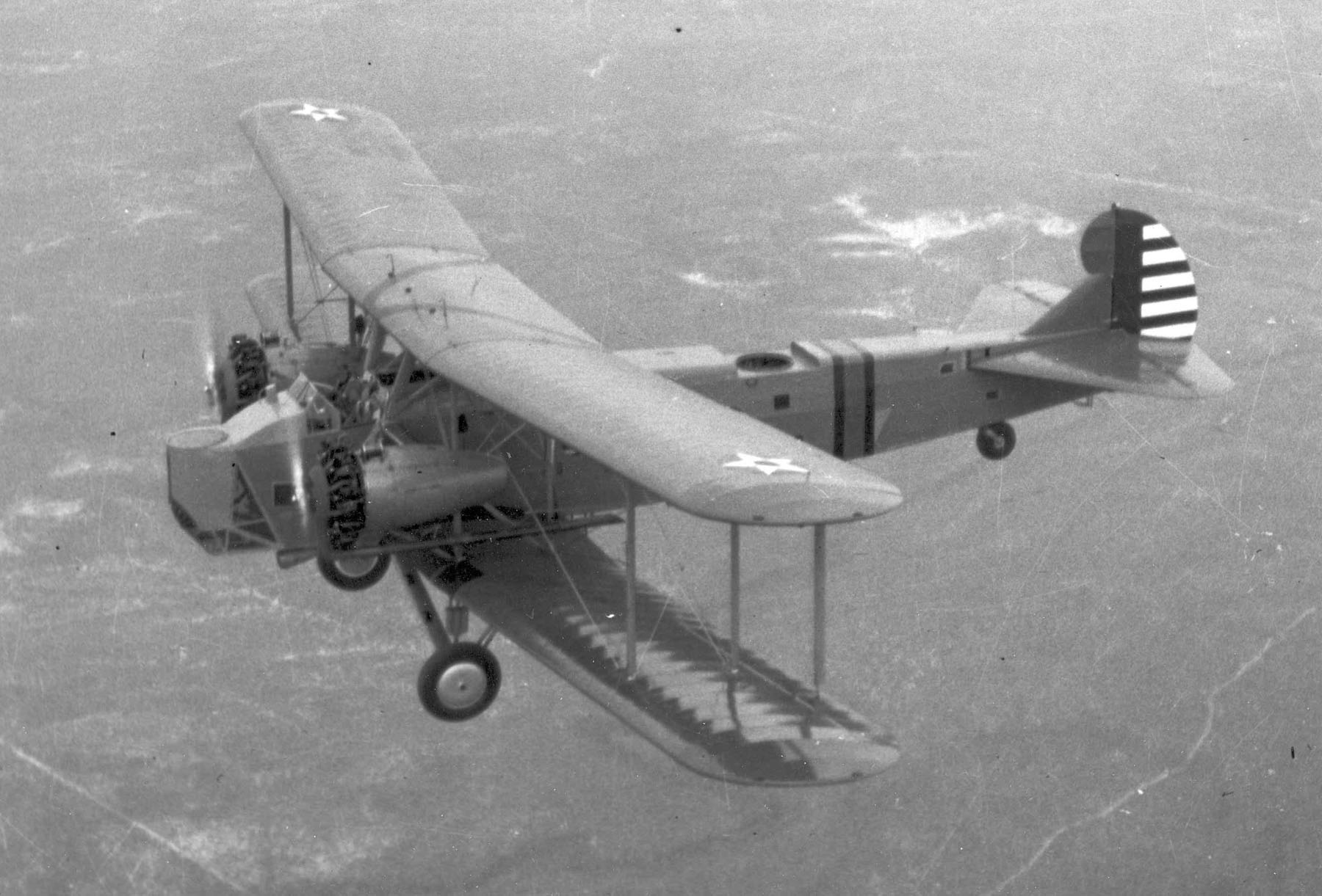 Keystone B-5A light bomber in flight over south Texas in the spring of ...