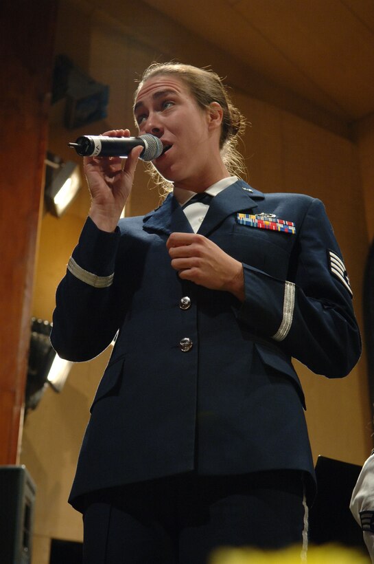 SSgt Victoria Cronsell performs for an audience in Sliven, Bulgaria ...