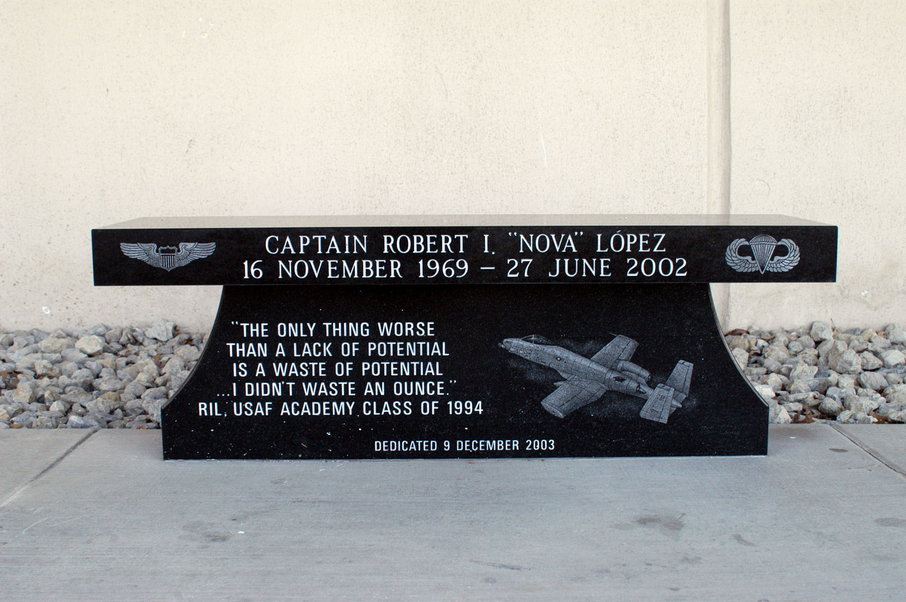 Bench honoring Capt. Robert I. Lopez