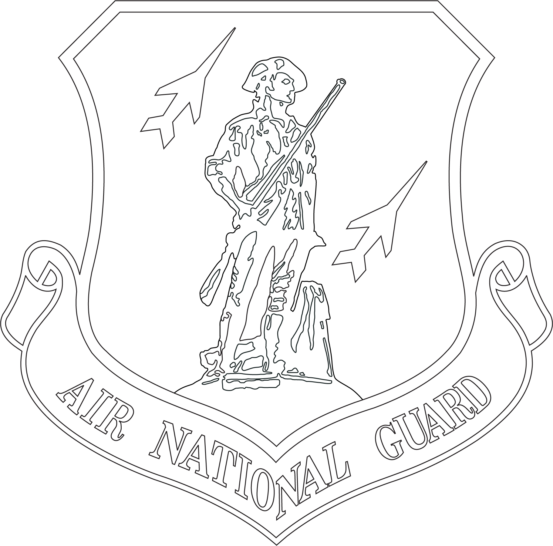 Air National Guard Shield (Black&White)