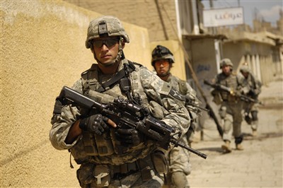 U.S. Army Sgt. 1st Class Joseph Labrosse leads his squad.