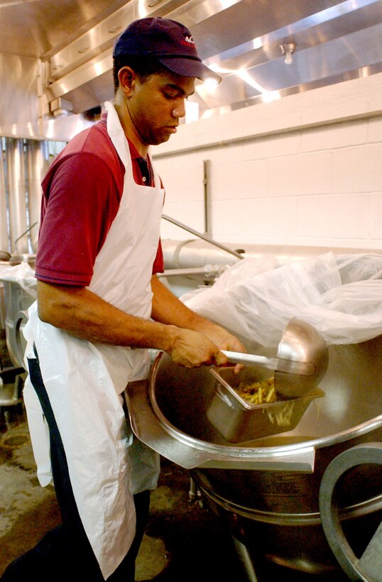 Jermaine Turner, a contract cook, at the Guantanamo Bay Seaside Galley ...