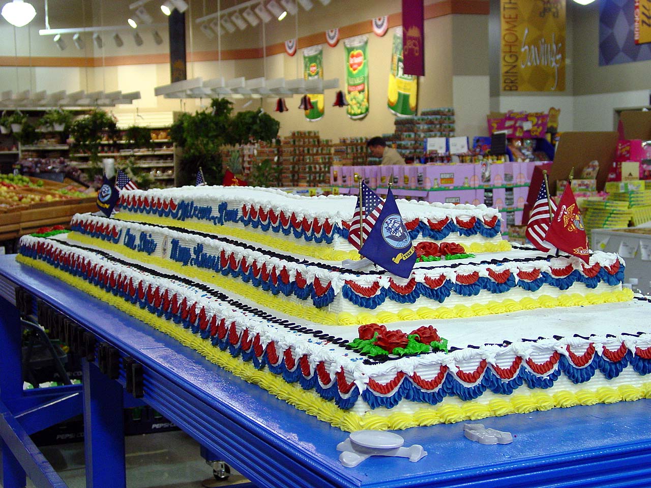 A giant homecoming cake made by the Naval Air Station Oceana Commissary ...