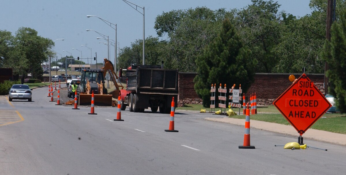 Main gate outbound lanes undergo repair project > Altus Air Force Base ...