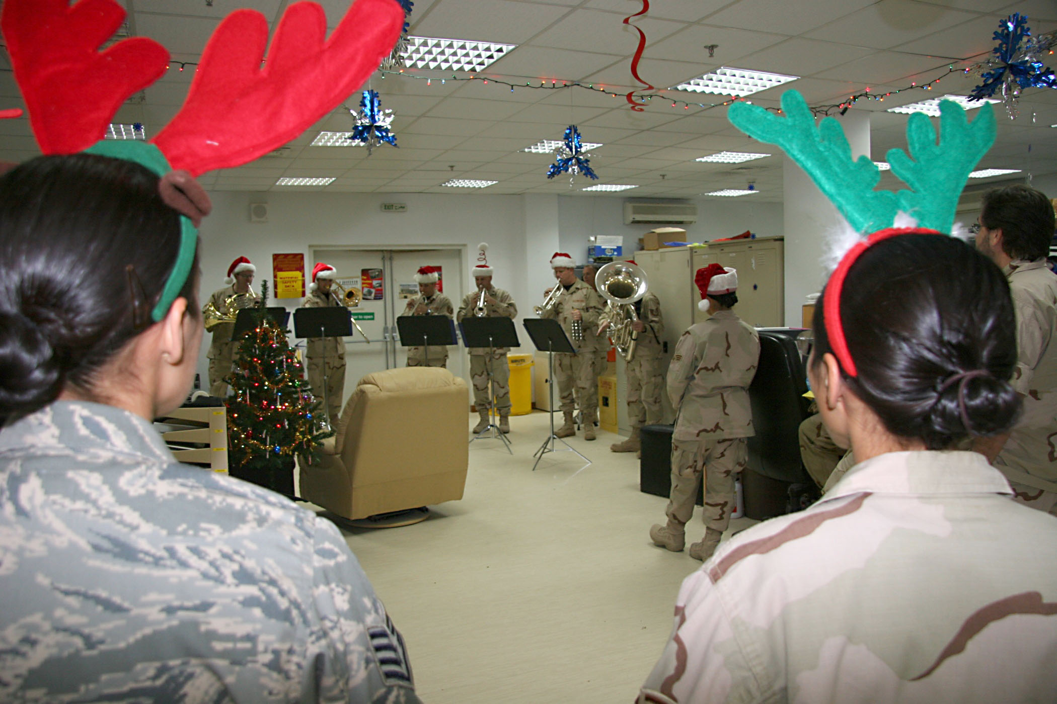 CENTAF Band's Hot Brass entertains the troops.