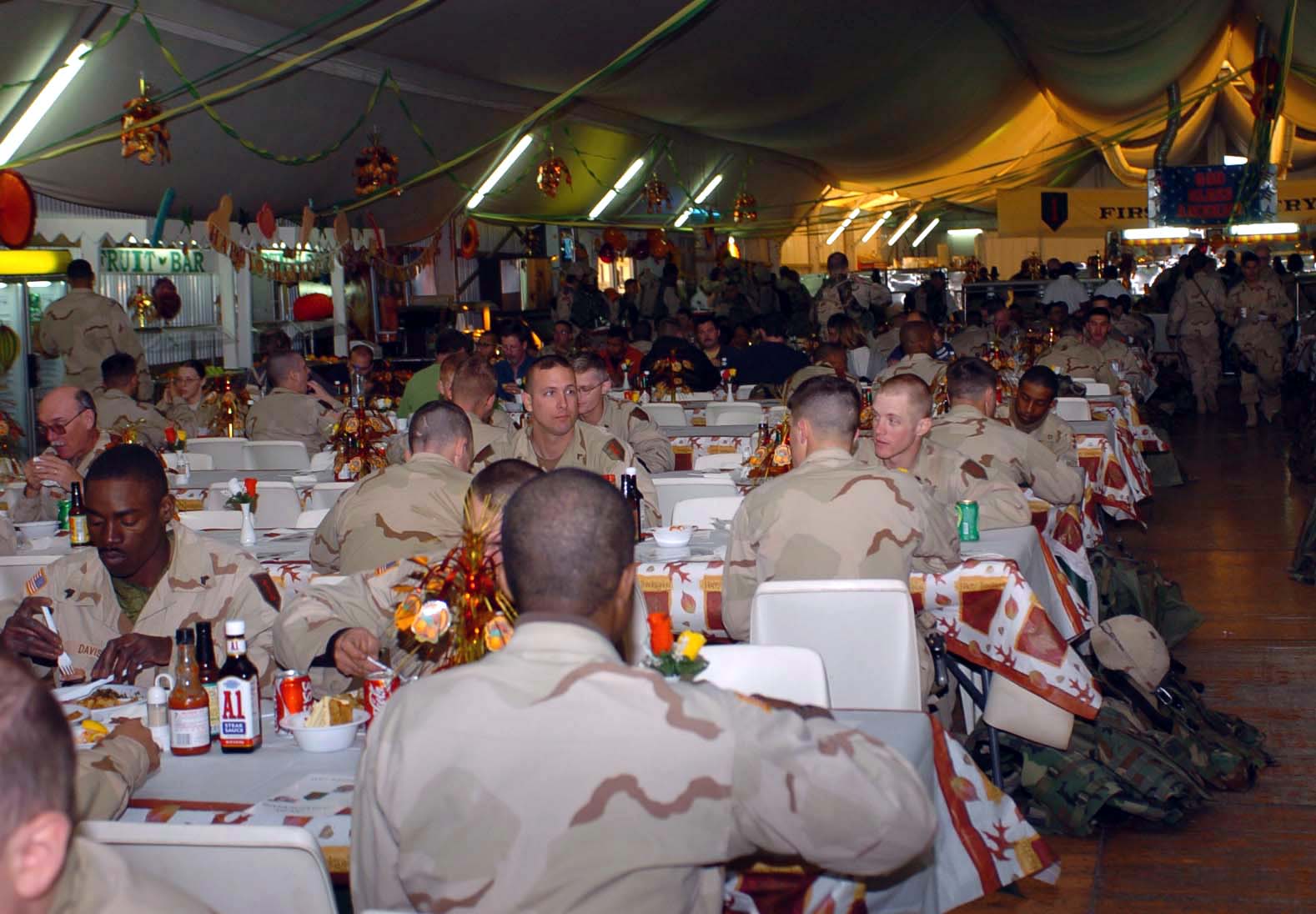 Soldiers gather in the dining facility on Forward Operating Base Danger ...
