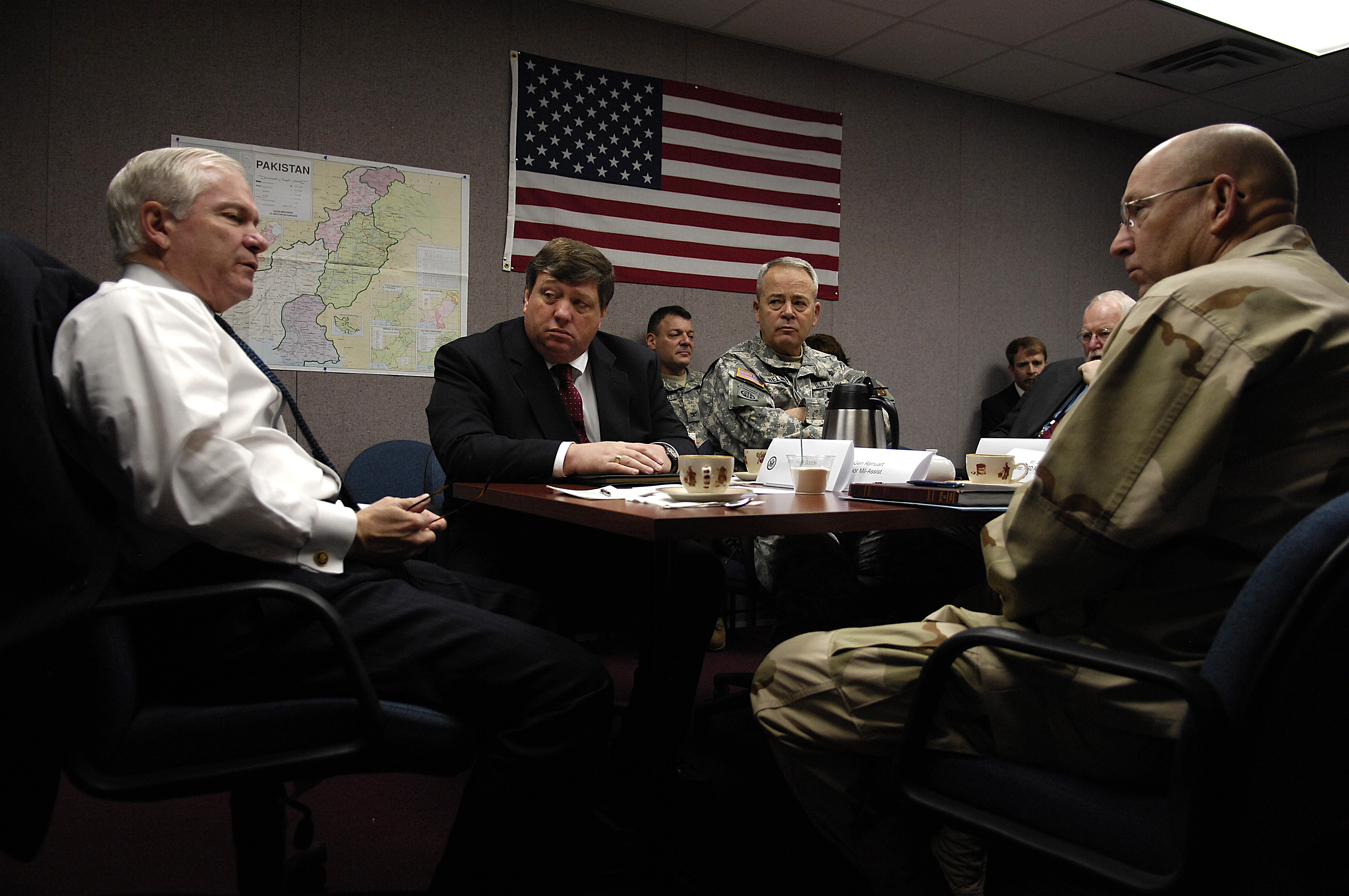 Defense Secretary Robert Gates and Lt. Gen. Gene Renuart attend a ...