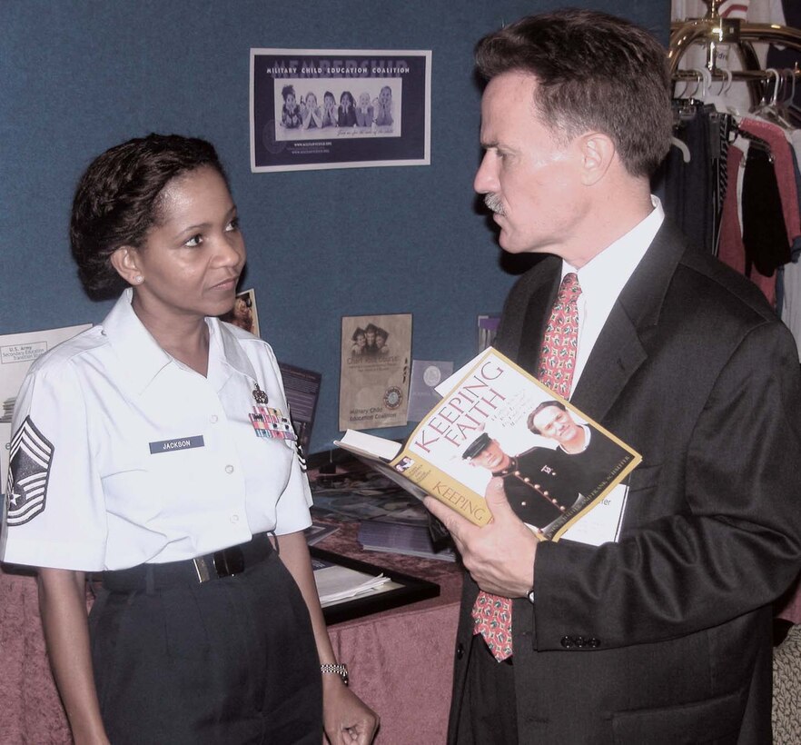 Author Frank Schaeffer chats with Air Force Chief Master Sgt. Donna ...