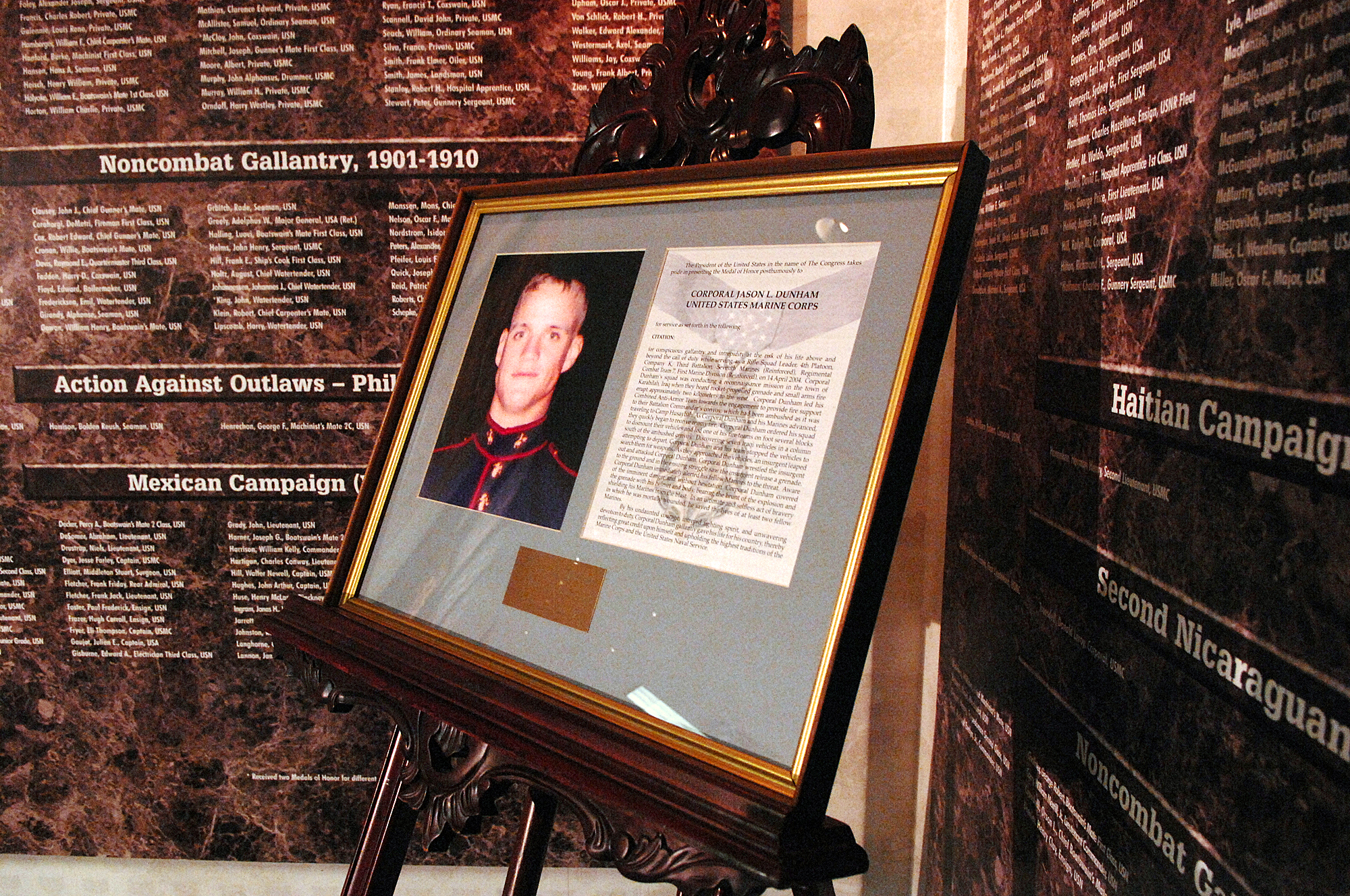 Officials inducted U.S. Marine Corps Cpl. Jason Dunham into the ...