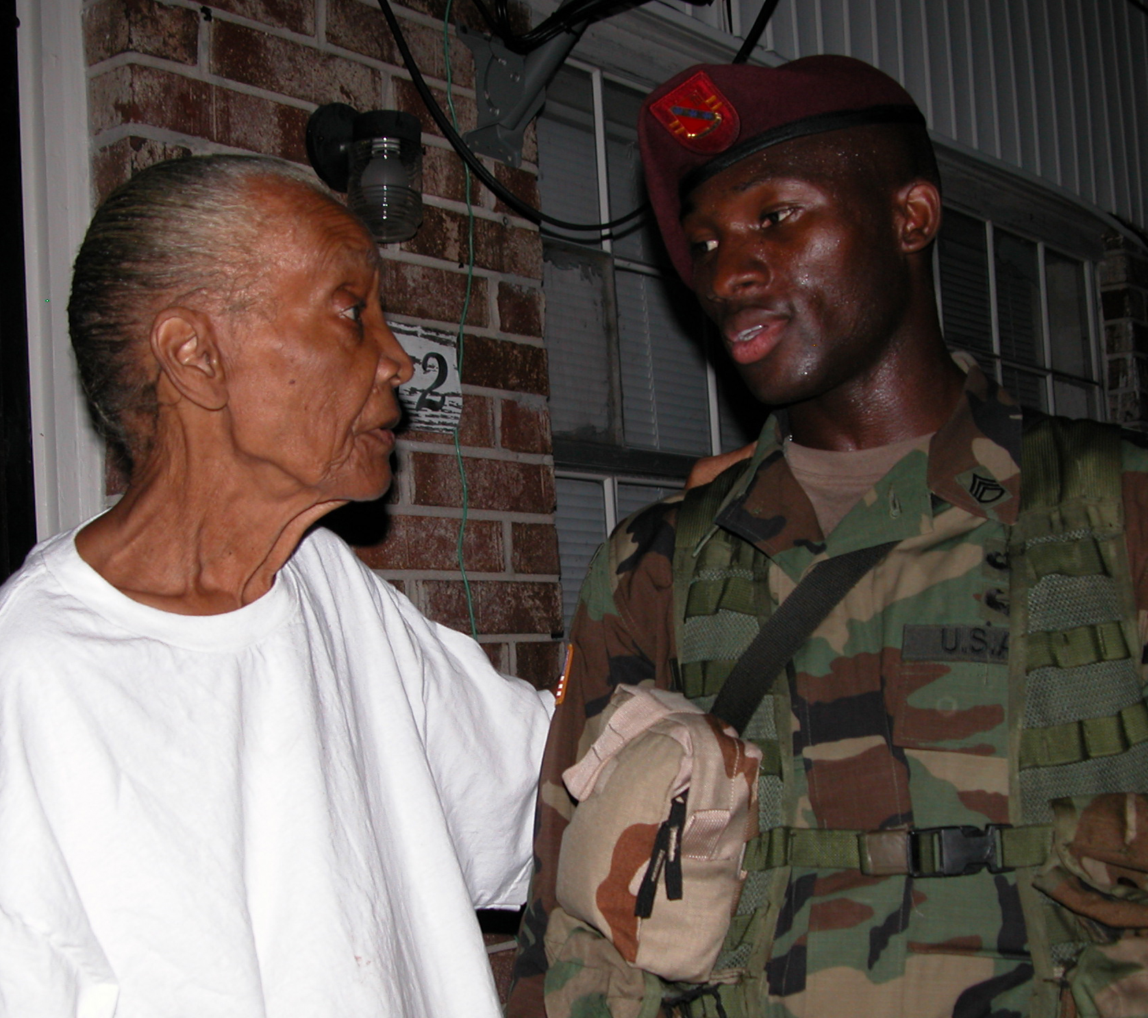 New Orleans resident Alexcener Reaux, 74, thanks Army Staff Sgt. Samuel ...