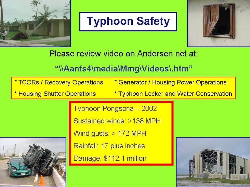 Typhoon prepardness: Are you prepared? > Andersen Air Force Base > Features