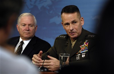 Gen. Peter Pace responds to a question.