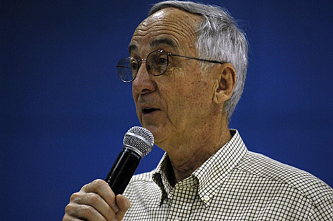 Deputy Secretary of Defense Gordon R. England speaks to soldiers and ...