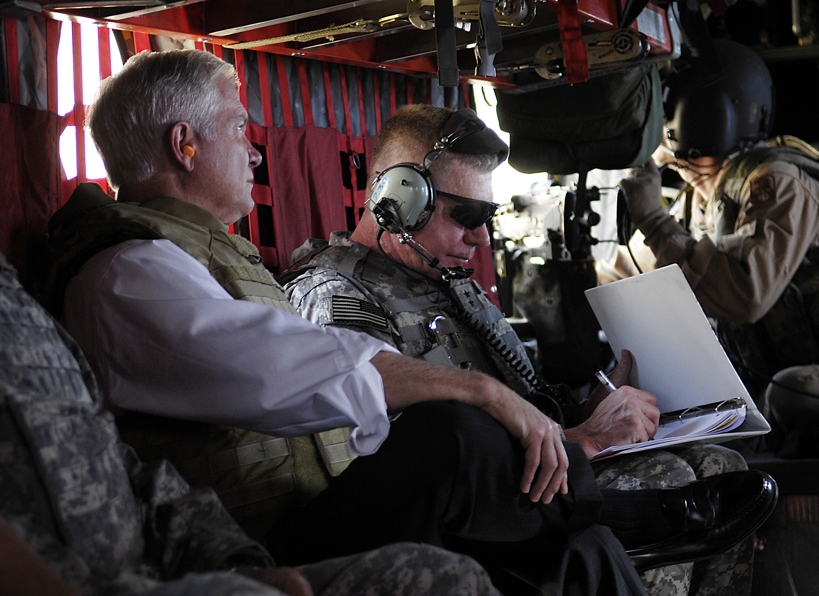 Secretary of Defense Robert M. Gates and Maj. Gen. Robert Durbin fly in ...