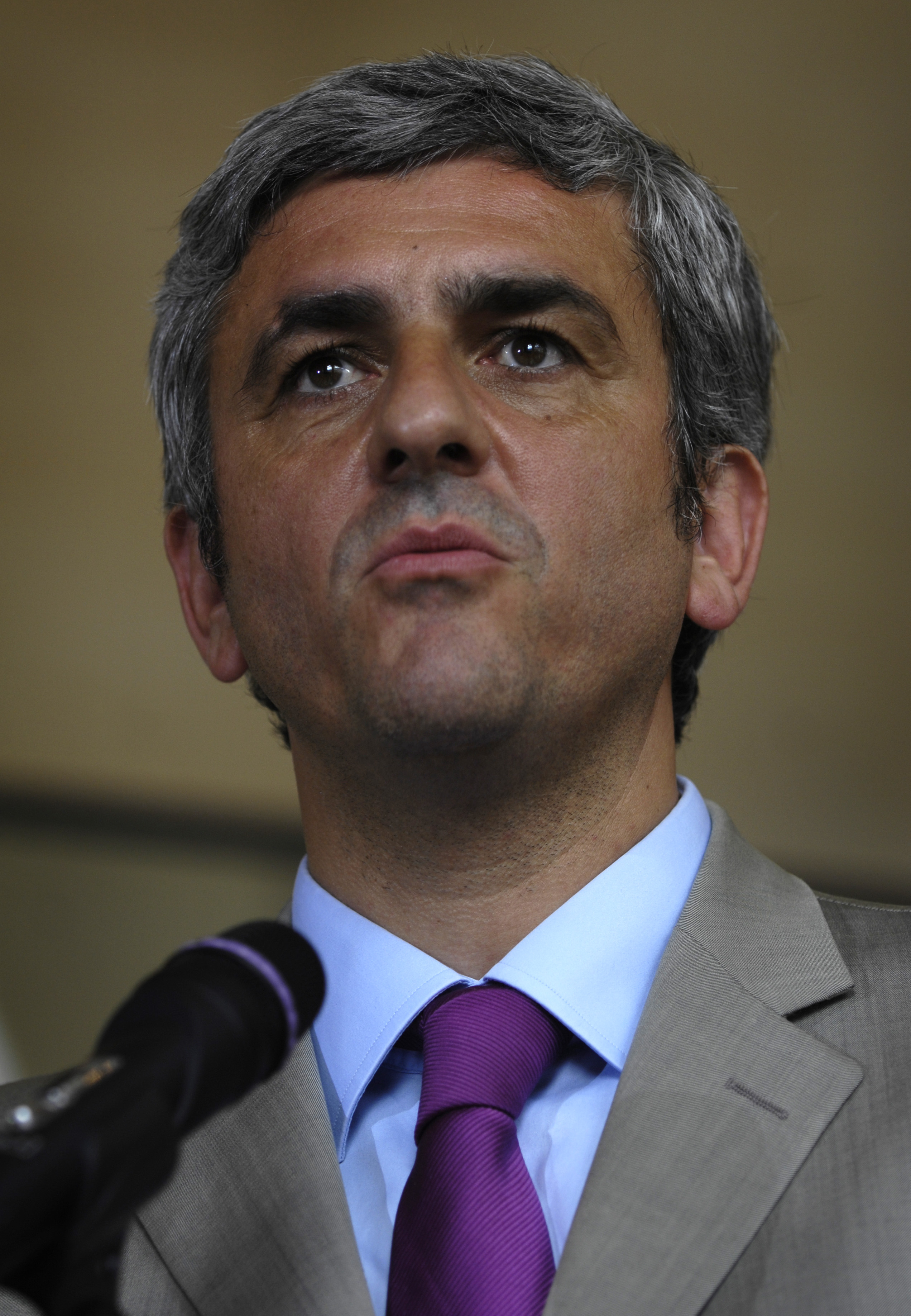 French Minister of Defense Herve Morin conducts a press conference with ...