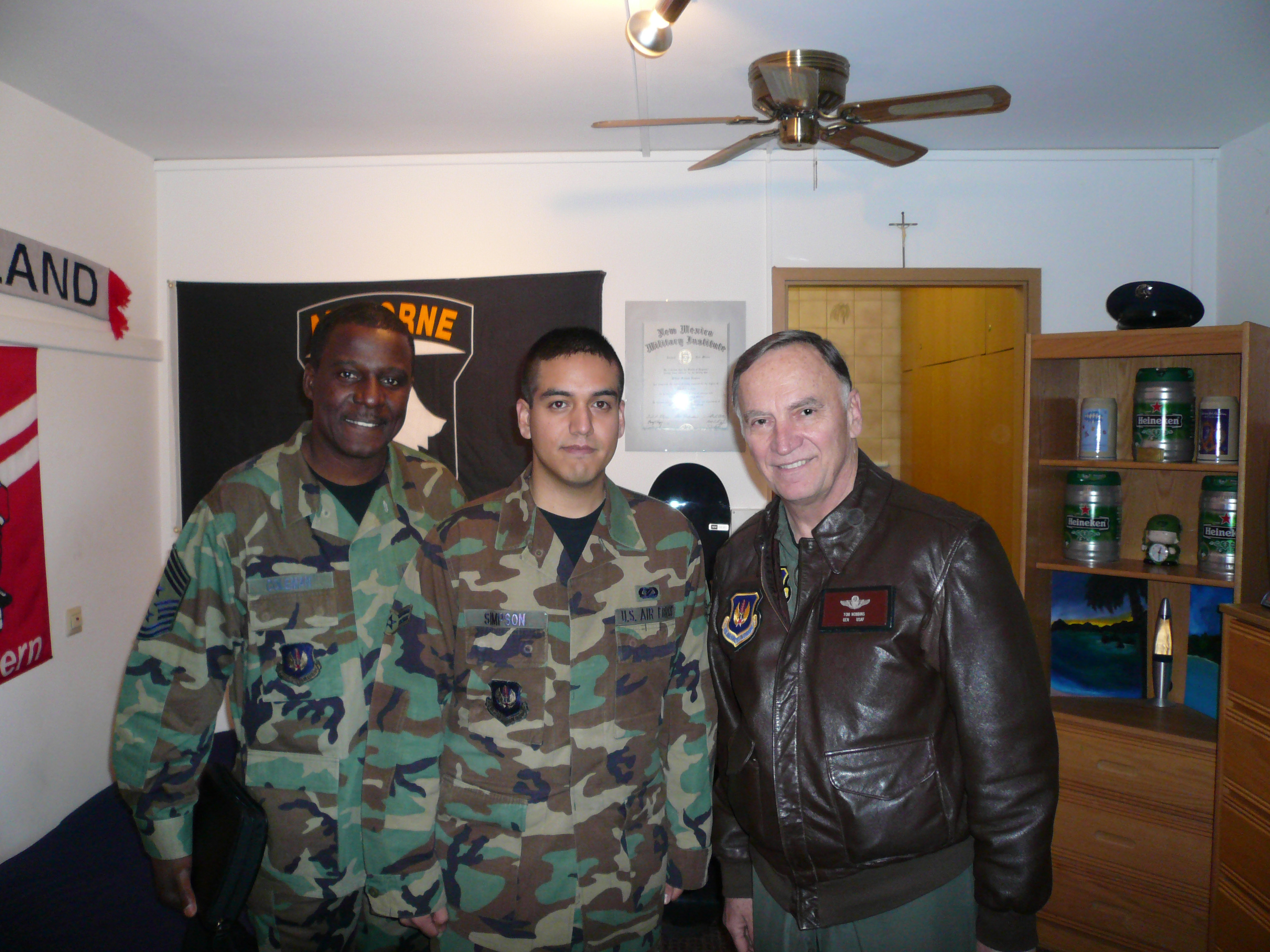 Gen. Hobbins and Chief Coleman meet A1C Simpson