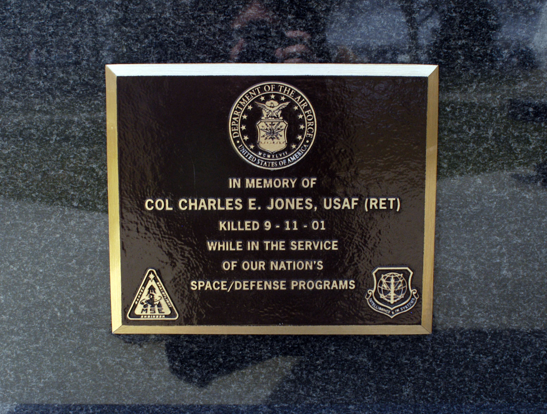Col. Charles E. Jones memorial plaque