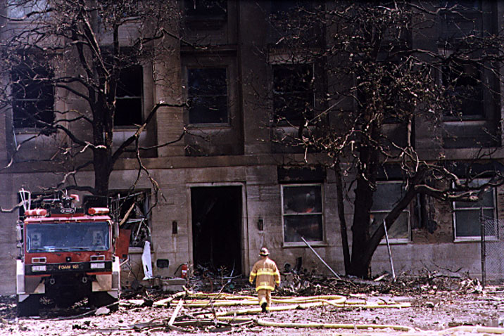 Rescue teams and fire departments aid Pentagon workers Sept. 11, 2001 ...