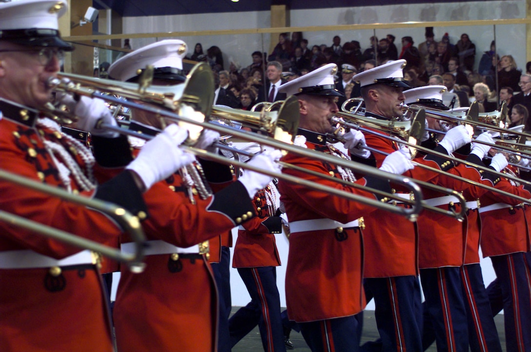 -- The U.S. Marine Corps Band (The President's Own) marches past the ...