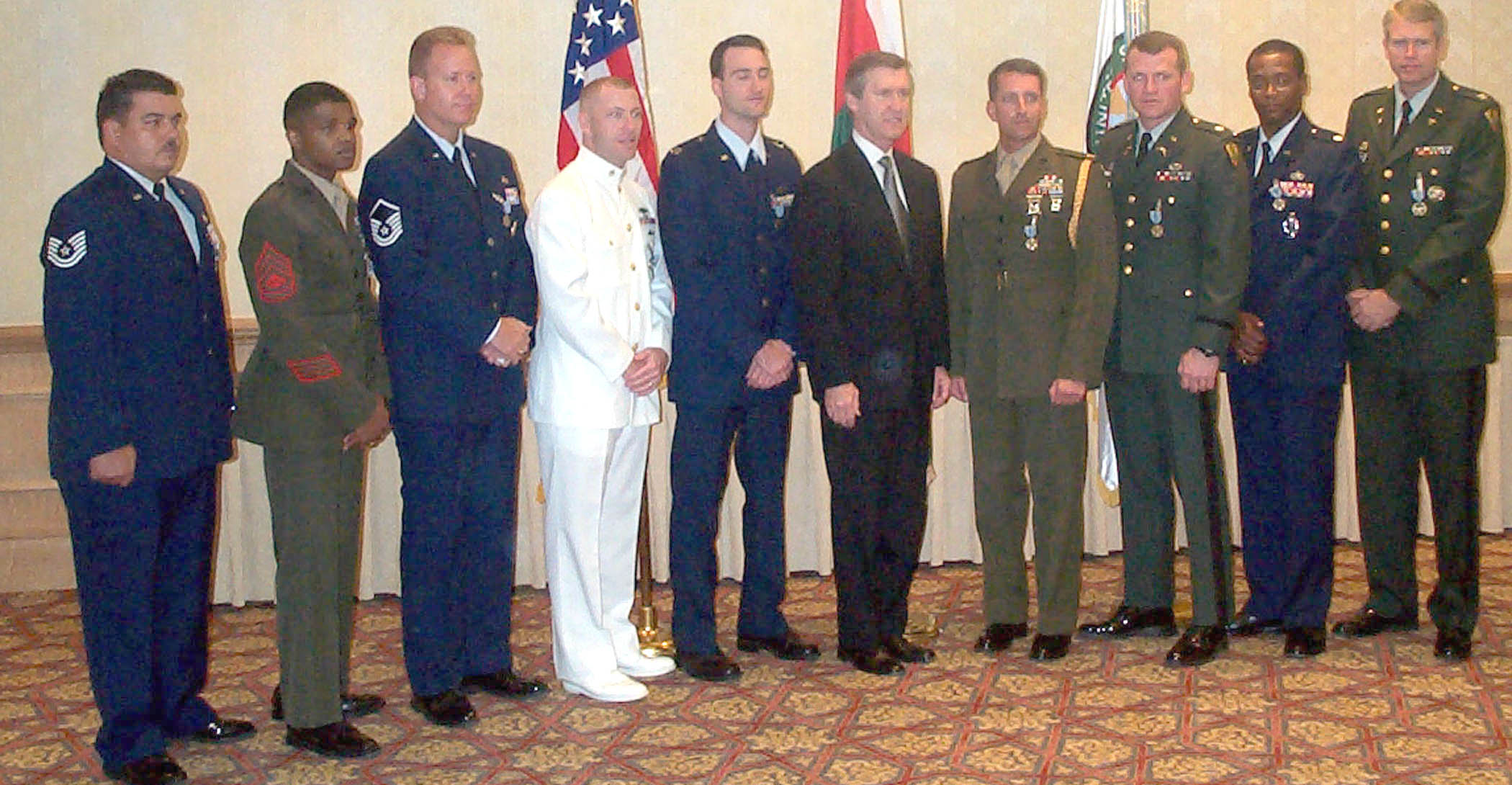 Air Force Tech. Sgt. Dennis Connolly (from left), Marine Corps Gunnery ...