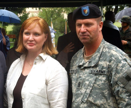 Sergeant Major of the Army Kenneth Preston stands with Bria Bare ...