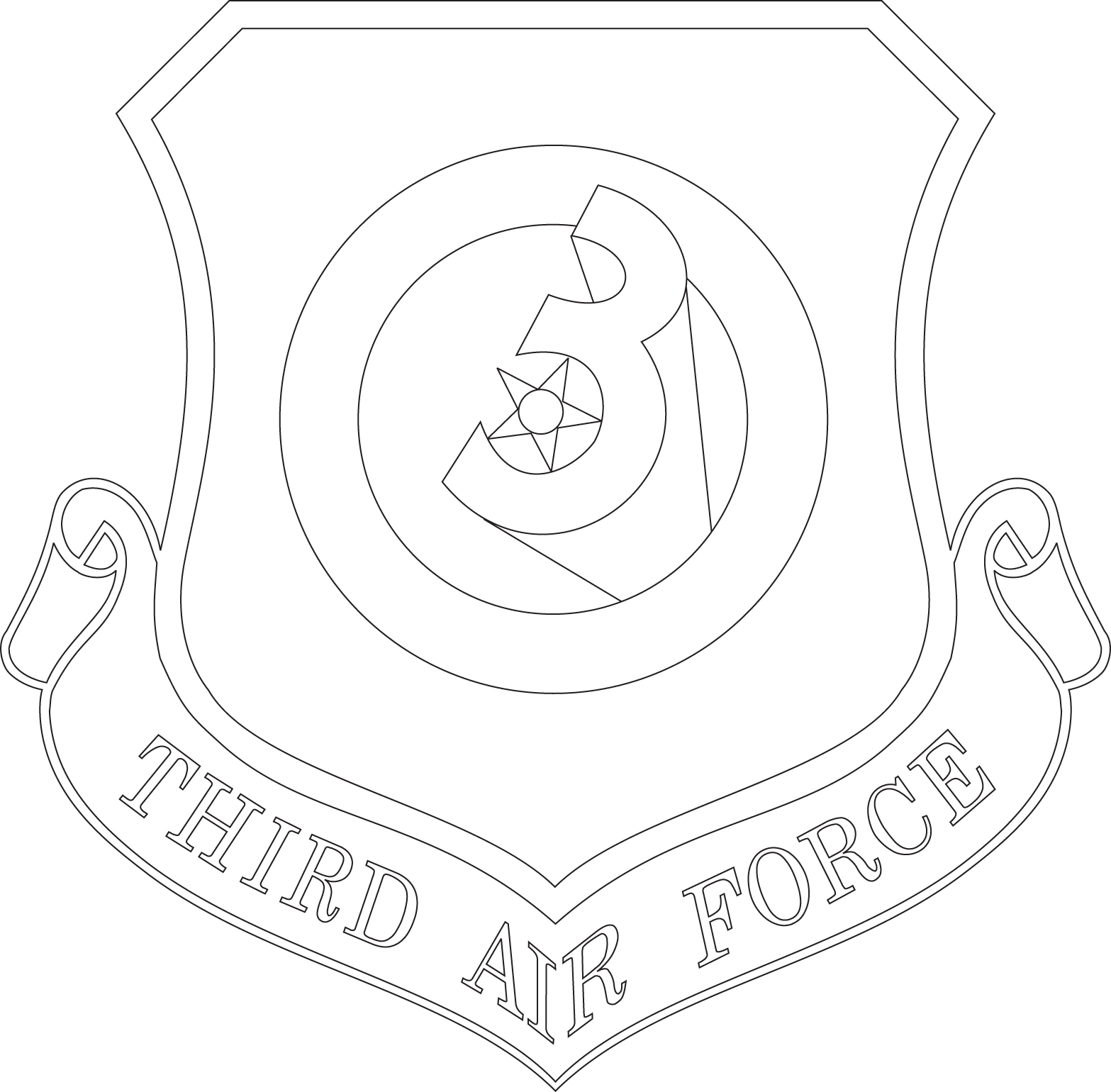 3rd Air Force Shield (Black&White)
