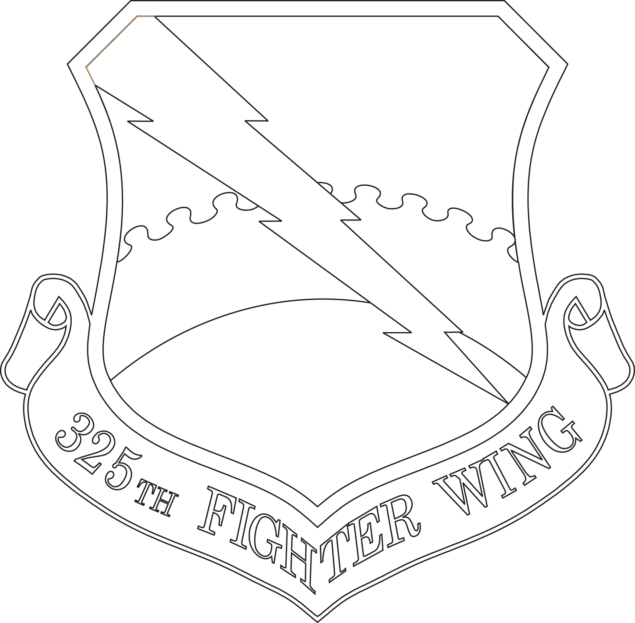 325th Fighter Wing Shield (Black & White)