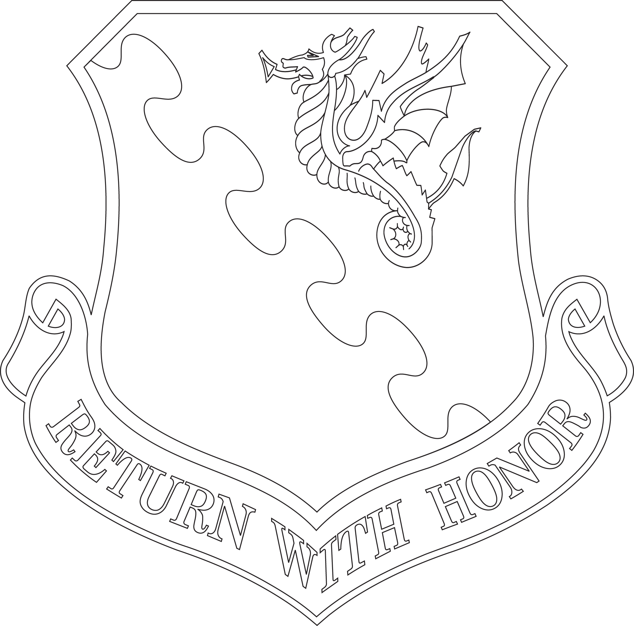 31st Fighter Wing Shield (Black & White)
