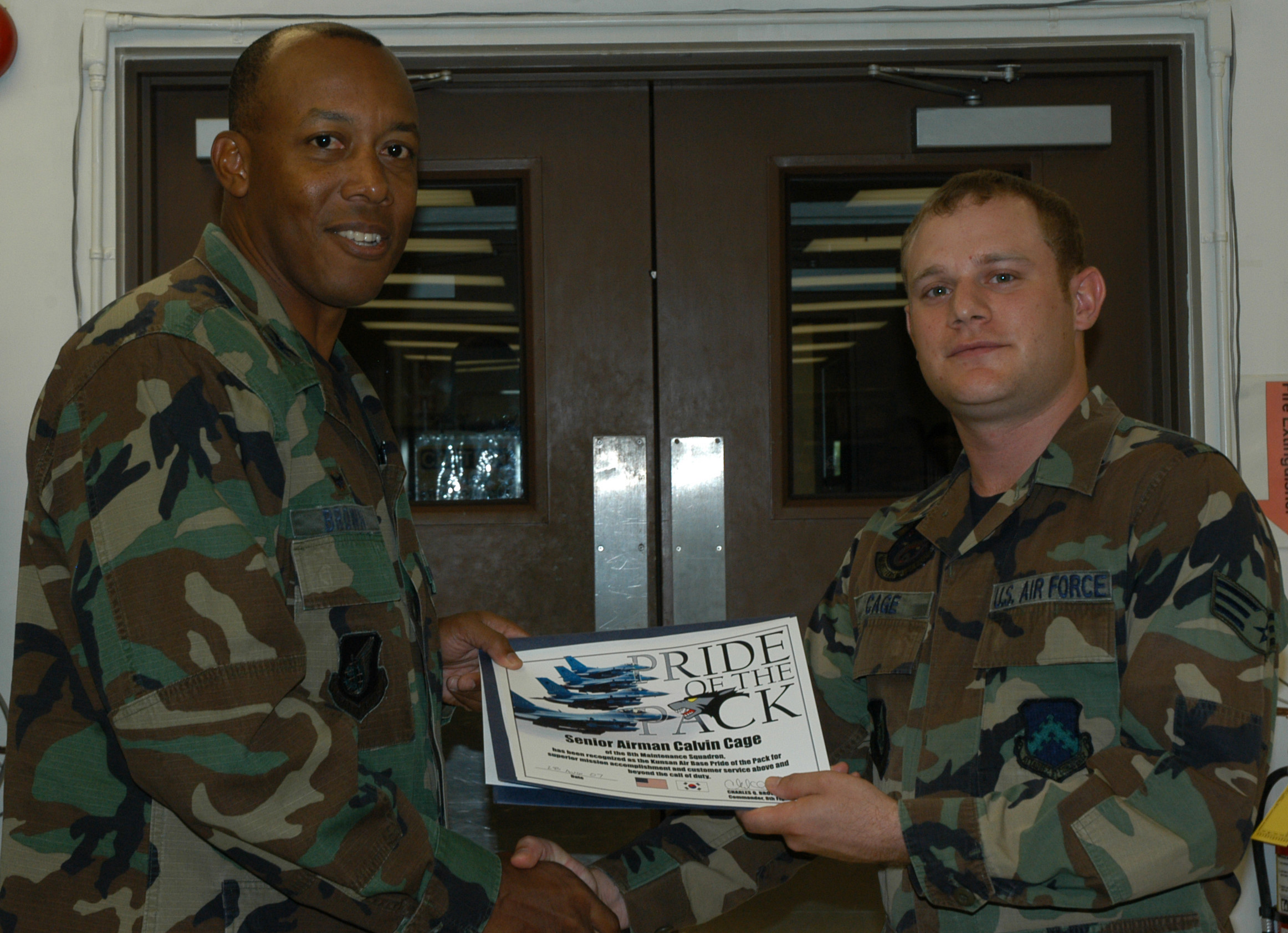 Pride of the Pack: Senior Airman Calvin Cage > Kunsan Air Base > Display