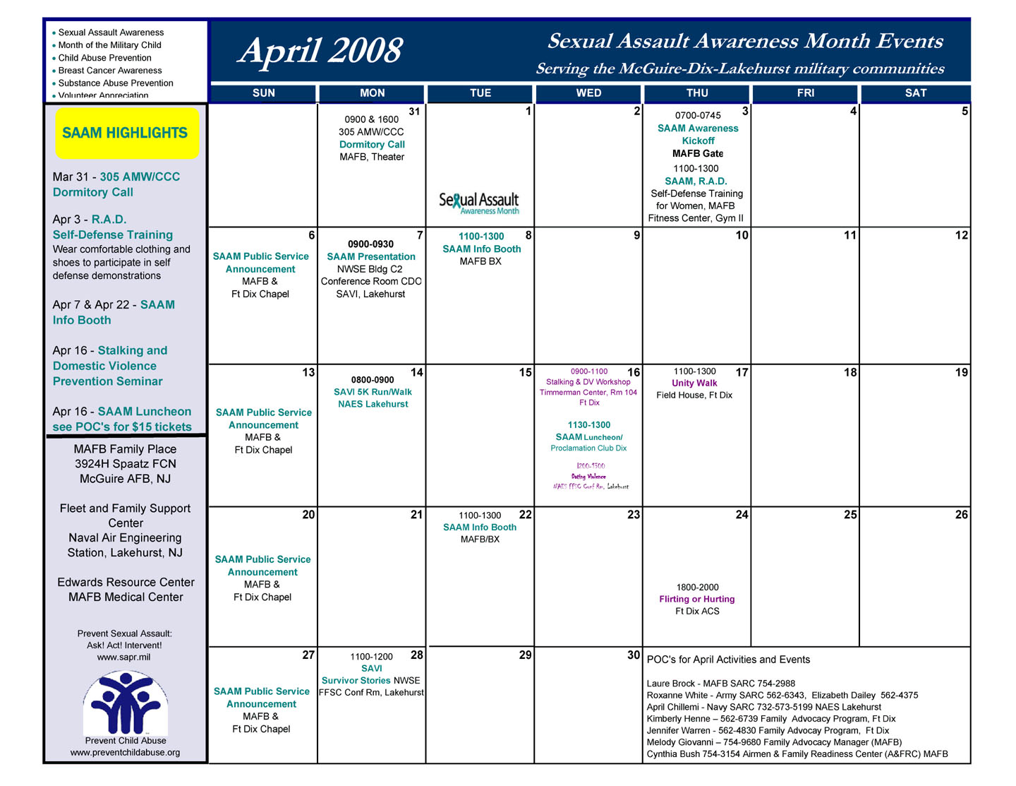 SAAM calendar